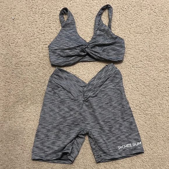 Other | P Chee Bum Gray Striped Sports Set | Poshmark